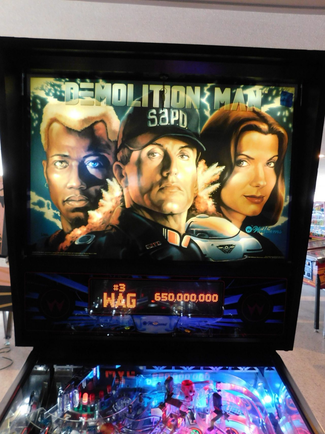 SOLD - 1994 Williams Demolition Man (#1) - Pinball Restorations, LLC.