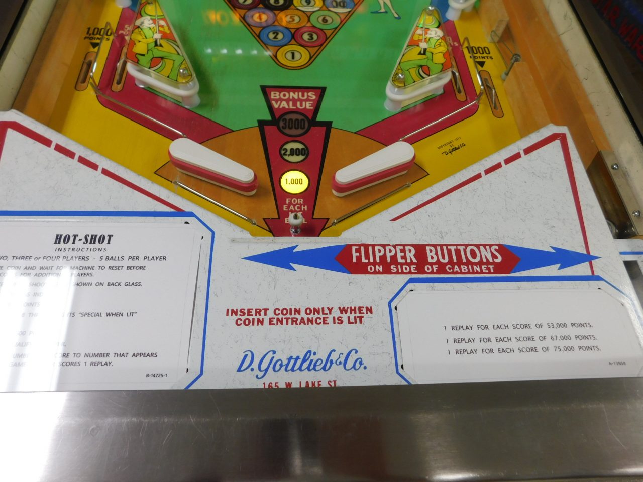 CUSTOMER RESTORATION - 1973 Gottlieb Hot Shot - Pinball Restorations, LLC.