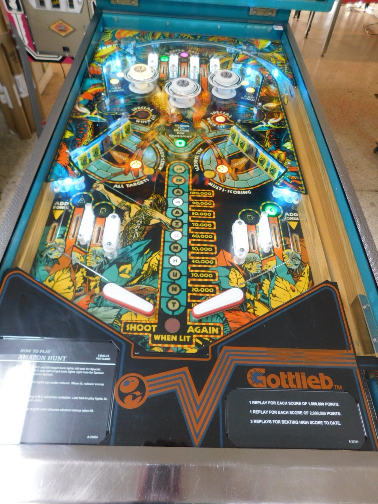 SOLD - 1983 Gottlieb Amazon Hunt - Pinball Restorations, LLC.