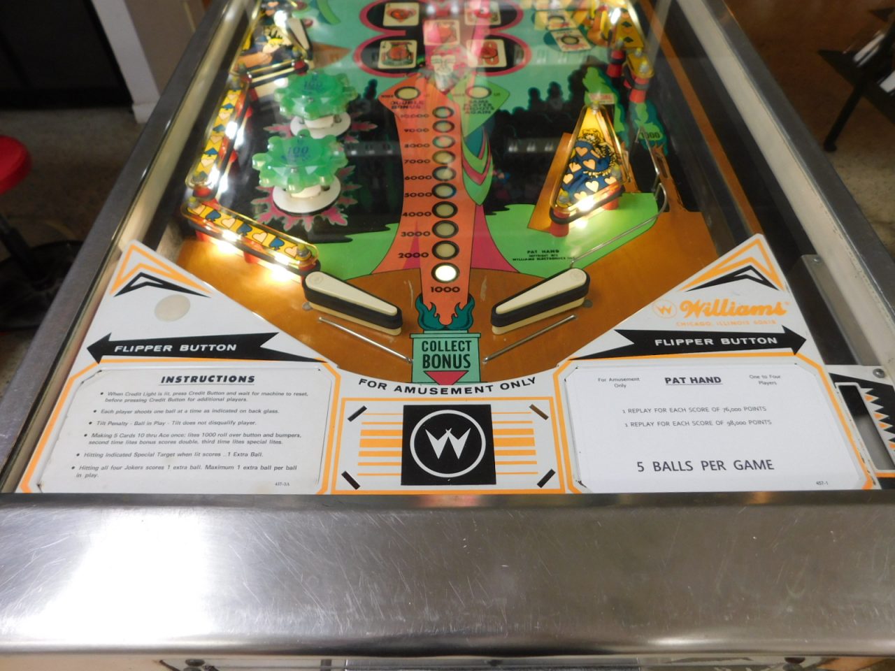 SOLD - 1975 Williams Pat Hand #2 - Pinball Restorations, LLC.