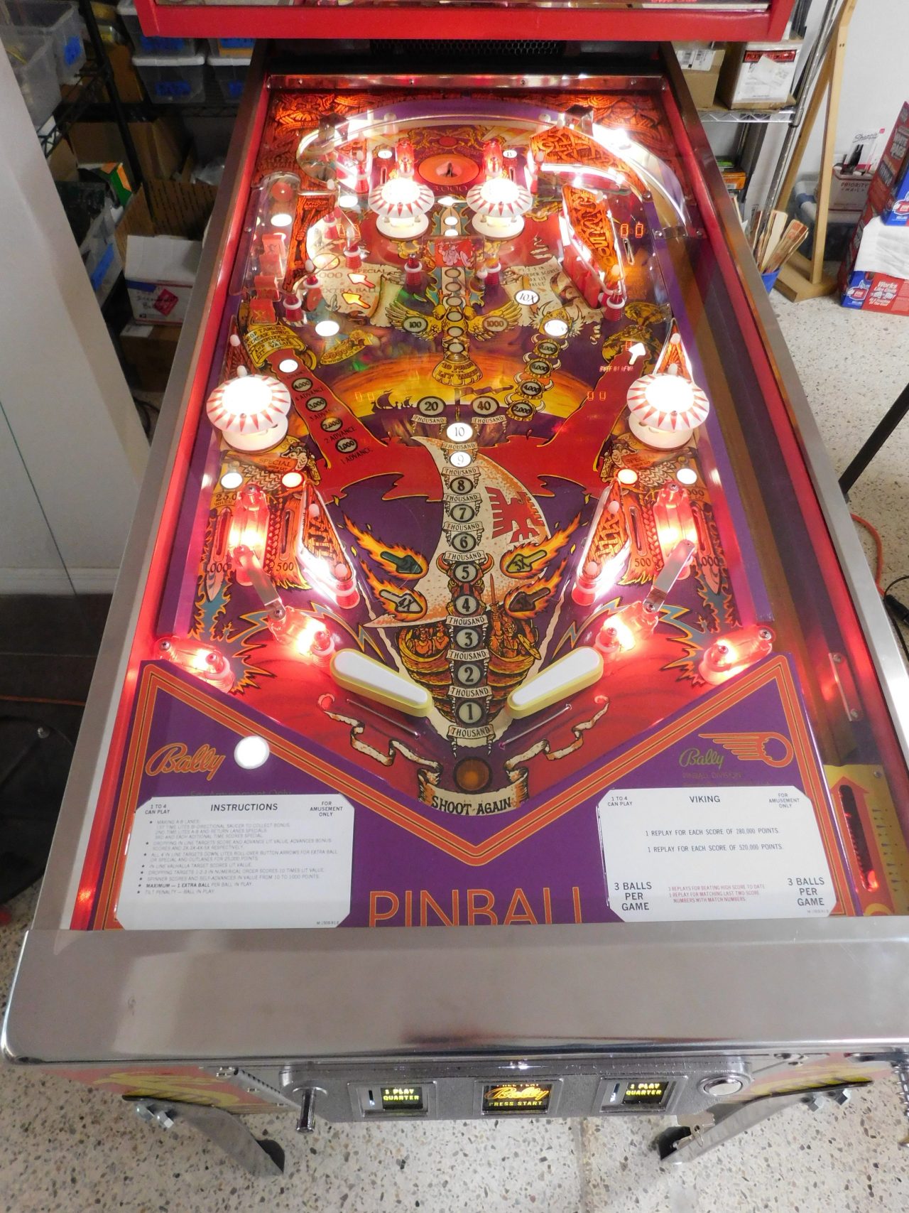SOLD - 1980 Bally Viking (repainted cabinet) (#1) - Pinball ...