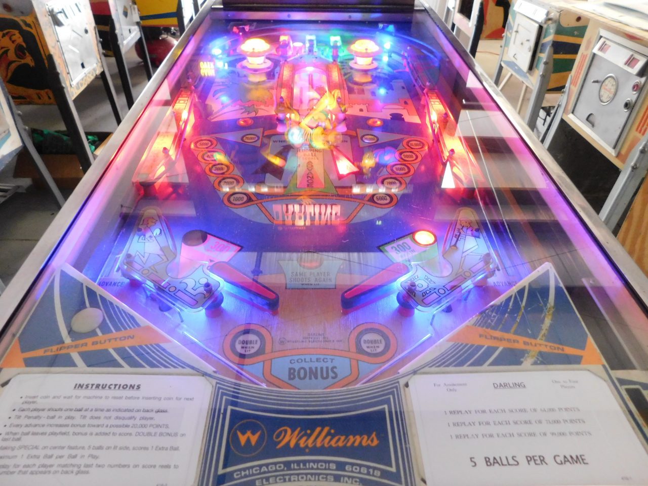 SOLD - 1973 Williams Darling - Pinball Restorations, LLC.